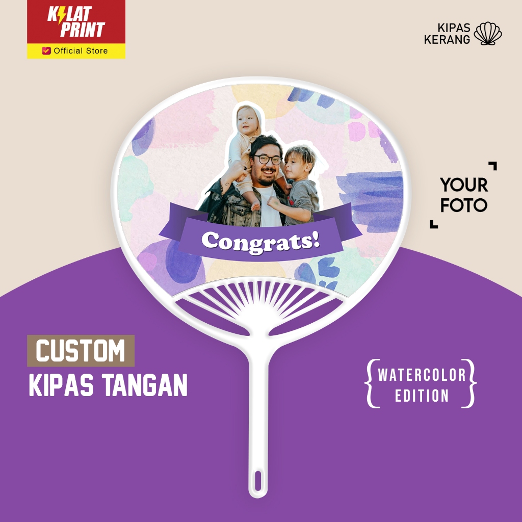 Jual Custom Kipas Tangan Kerang Hand Fan Foto Watercolor Edition ...
