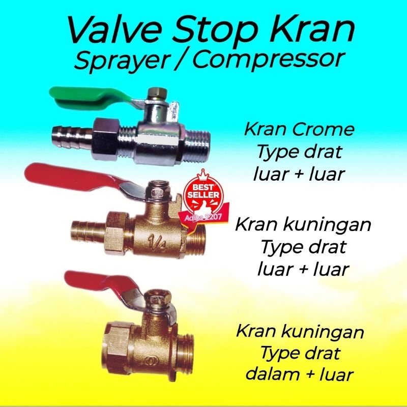 Jual Stop kran mini ball valve selang air/angin kompresor power sprayer ...