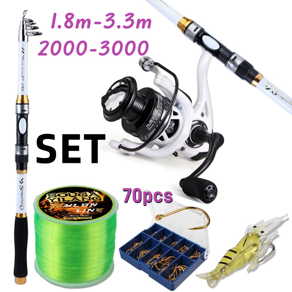 Jual Sugayilang Set Pancing 1,8M/2.1M/2.4M/2.7M/3.0M/3.3M Joran Pancing Teleskopik 2000-3000 ...