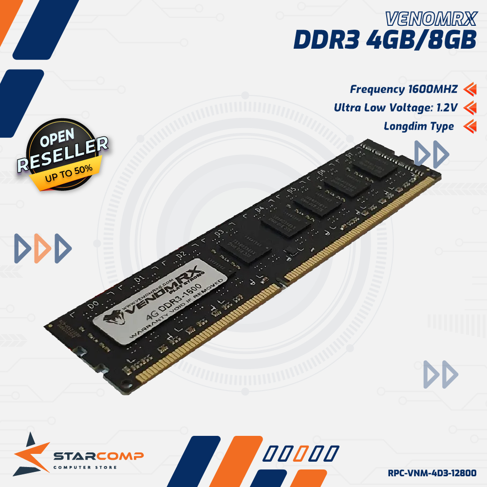 Jual RAM VENOMRX DDR3 4GB / 8GB Memory LongDimm 1600 PC12800 Venom RX ...