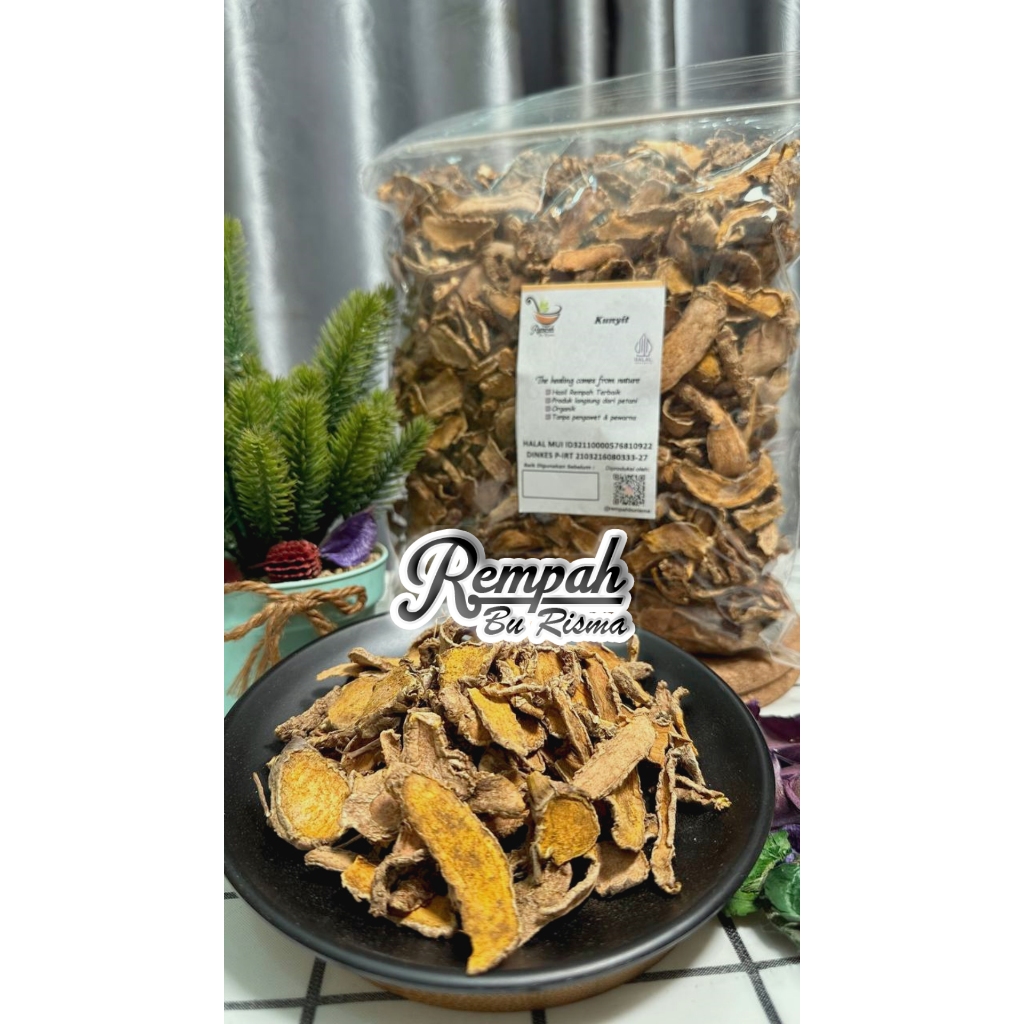 Jual Kunyit Kuning Kering - Kunir Rajang Kering 100 Gram Rempah Bu ...