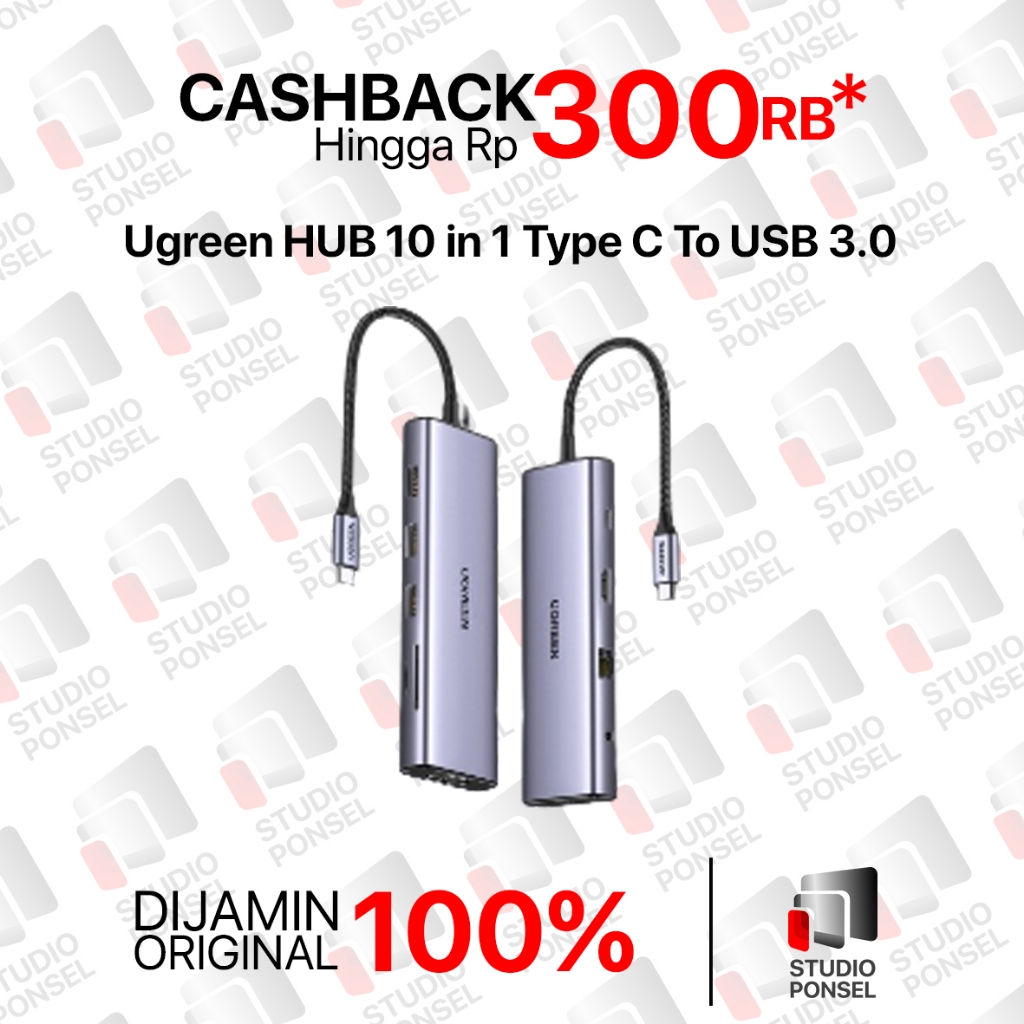 Jual Ugreen HUB 10 in 1 Type C To RJ45 HDMI VGA SD Card Aux 3.5mm ...
