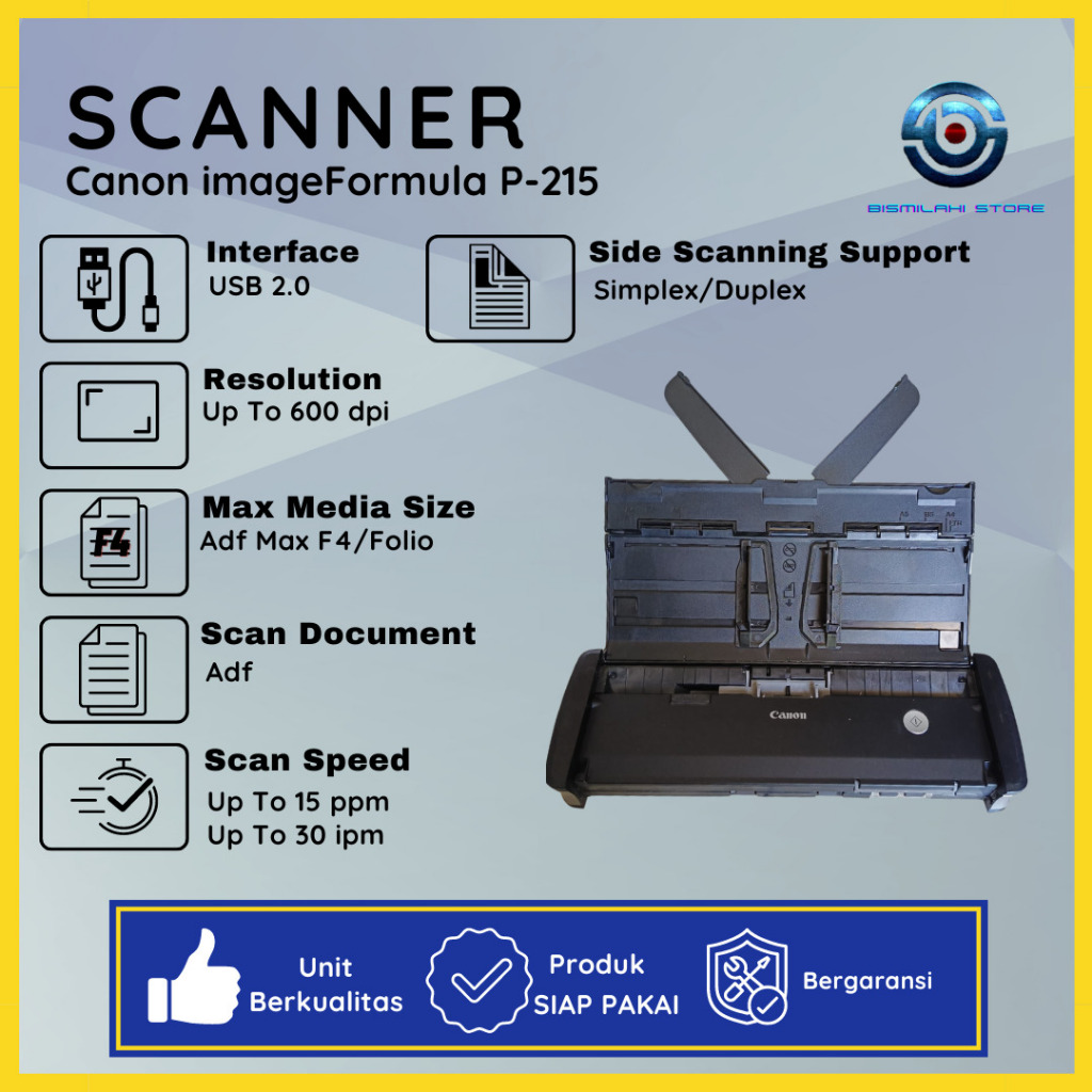 Jual Scanner F4 Portable Canon Image Formula P-215 Bisa Scan F4 Legal ...
