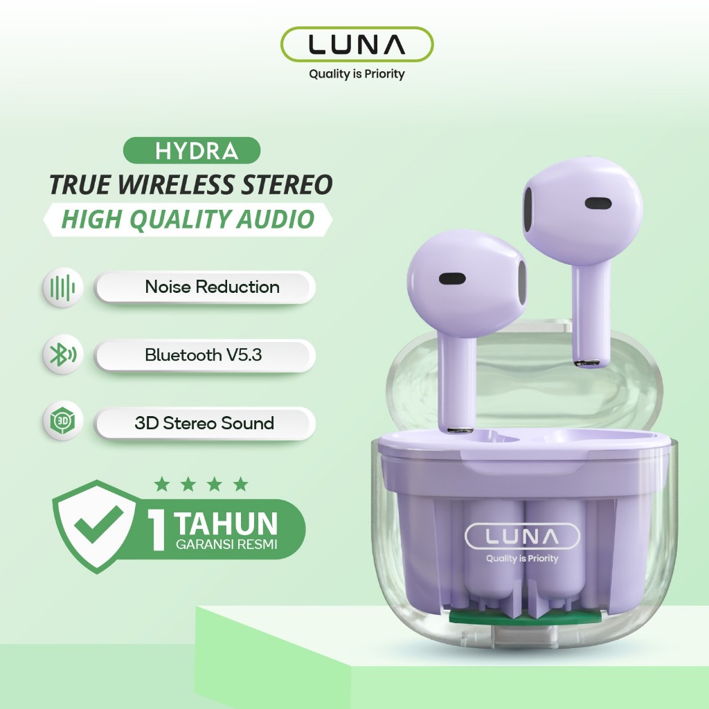 Jual LUNA Wireless Bluetooth Earphone Headset Headphone Earbuds TWS HIFI Surround | Shopee Indonesia