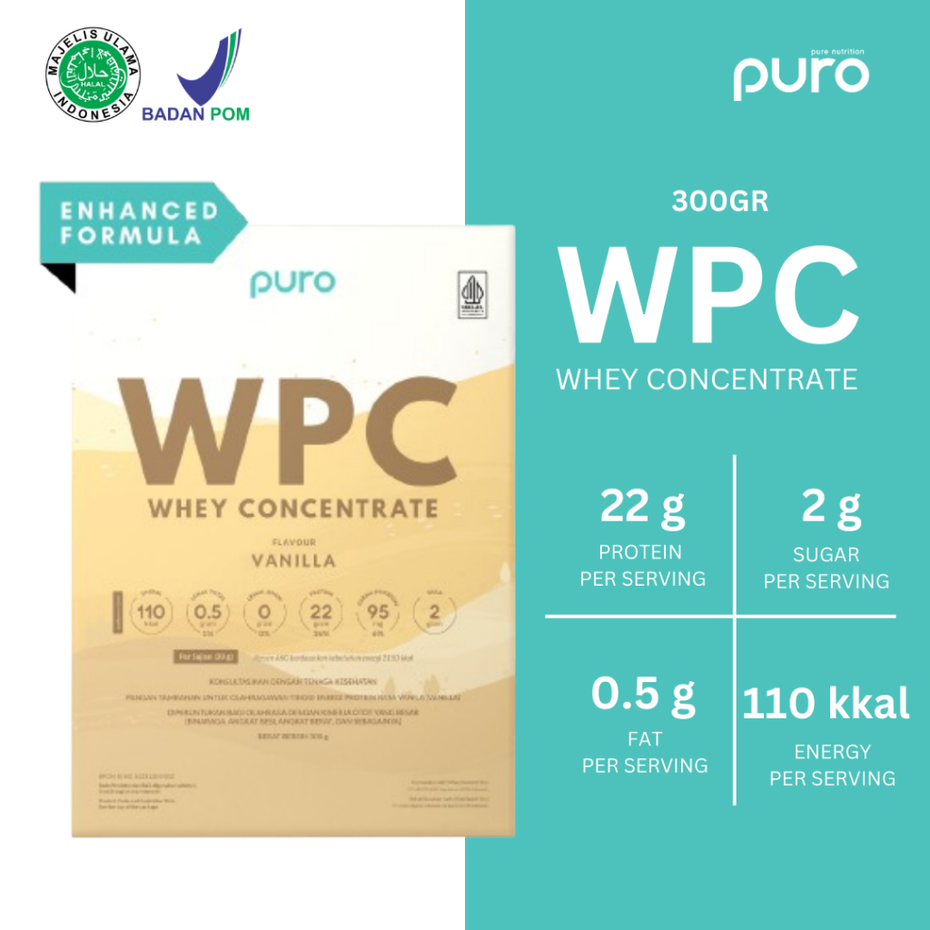 Jual PURO WPRO WPC Whey Protein Concentrate Susu Protein - 300 gram ...