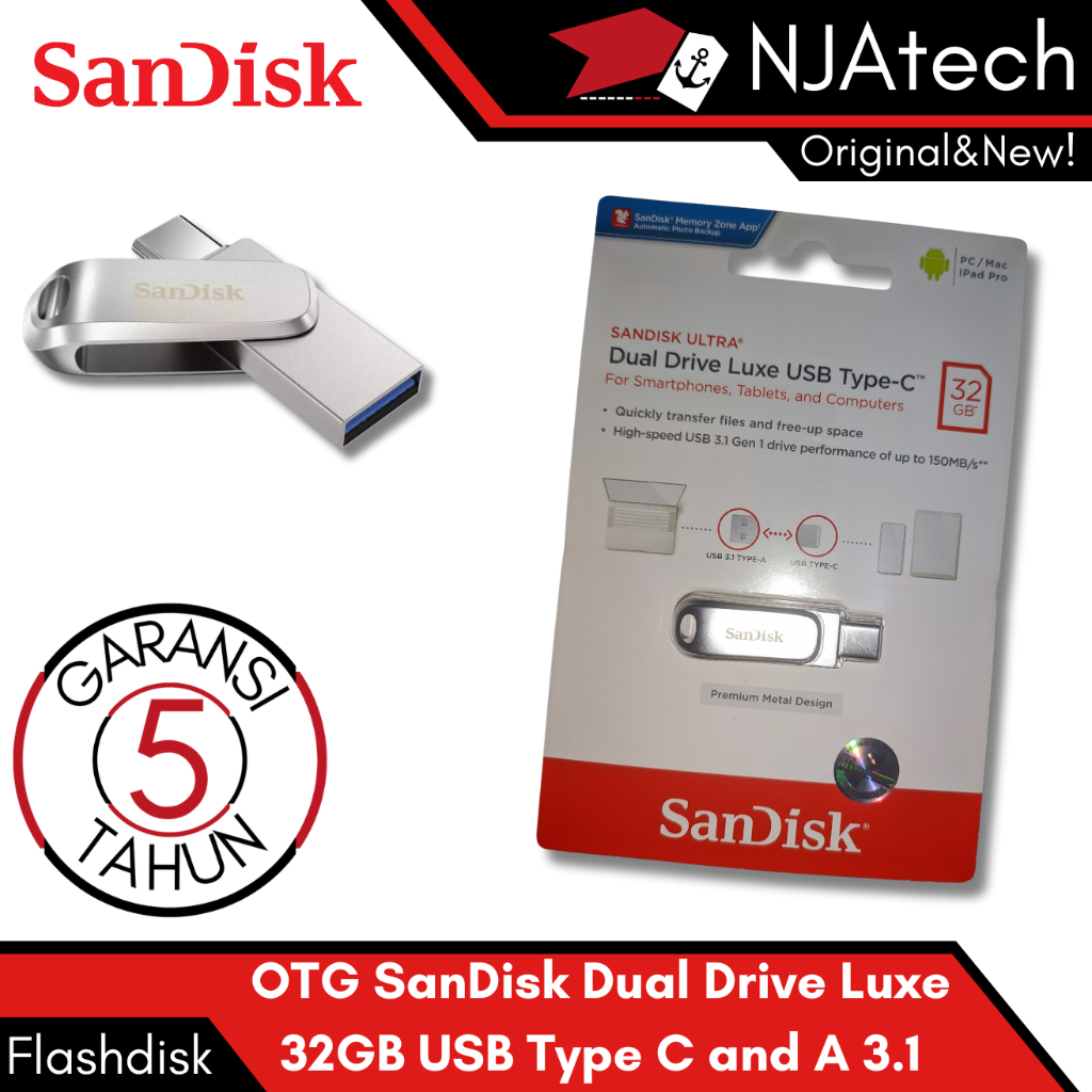 Jual Flashdisk 32GB OTG SanDisk Ultra Dual Drive Luxe USB Type C ...
