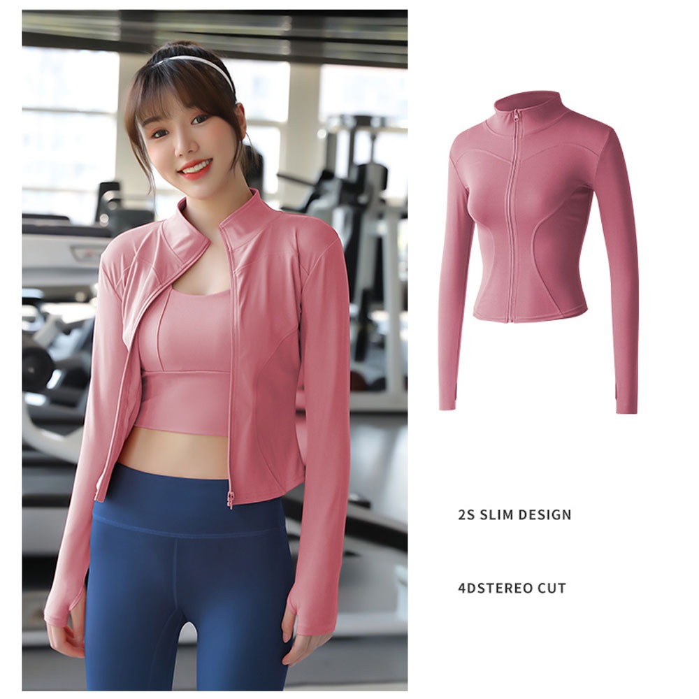 Jual Jaket Olahraga Wanita Lengan Panjang Pakaian Yoga Cepat Kering ...
