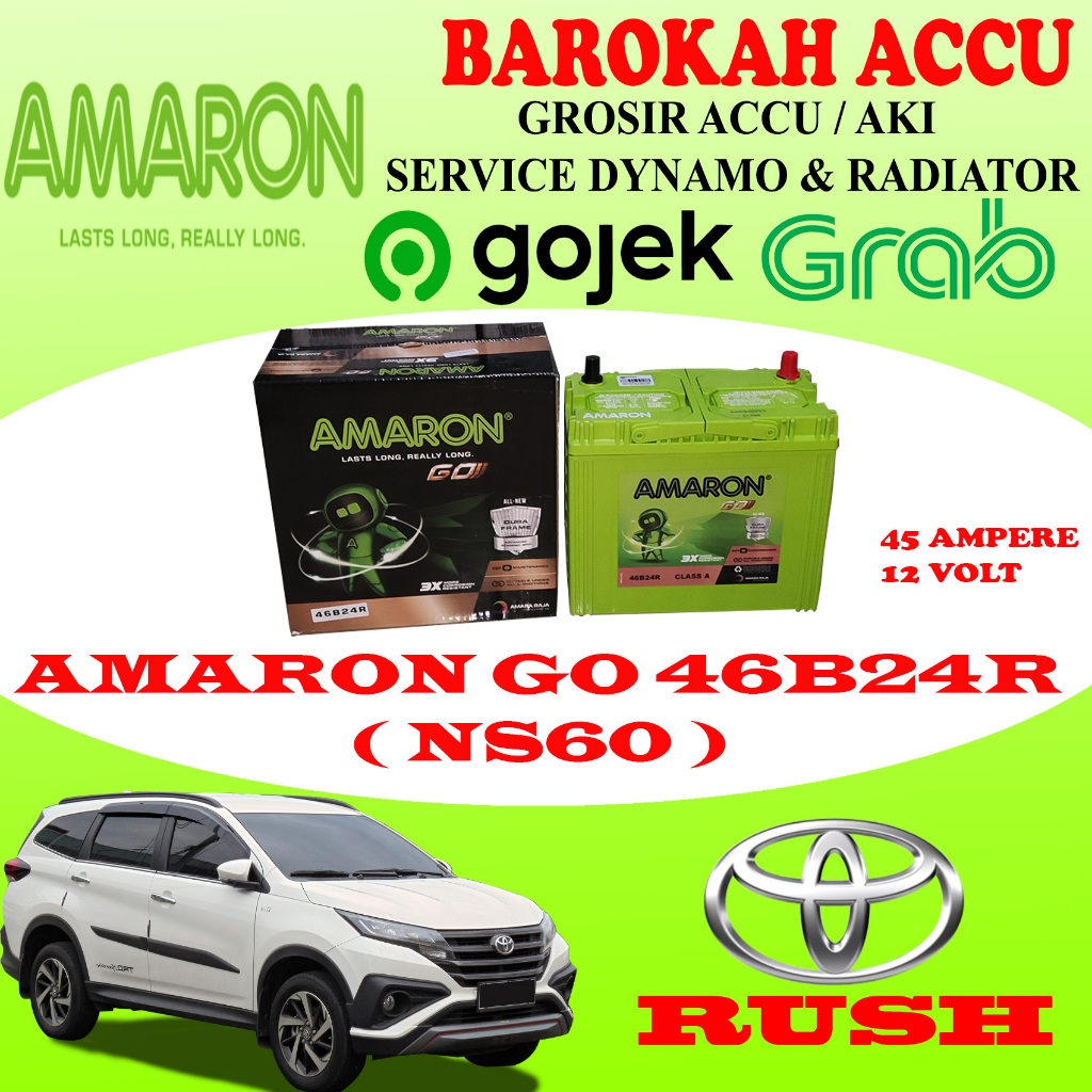 Jual AKI MOBIL TOYOTA RUSH AMARON GO 46B24R / NS60 , 45 AH | Shopee Indonesia