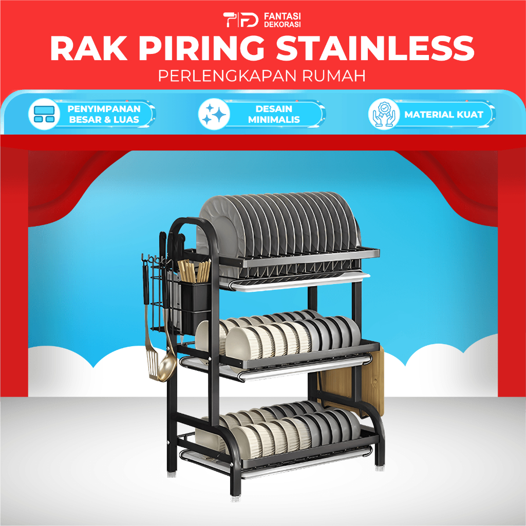Jual Rak Piring Stainless Rak Cuci Piring Rak Piring Wastafel Dapur ...