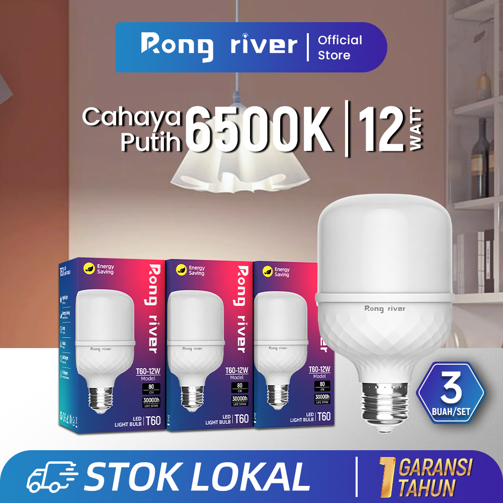 Jual RONG RIVER 3Buah 24W 18W 12W Lampu LED Bohlam Cahaya Putih 6500K ...