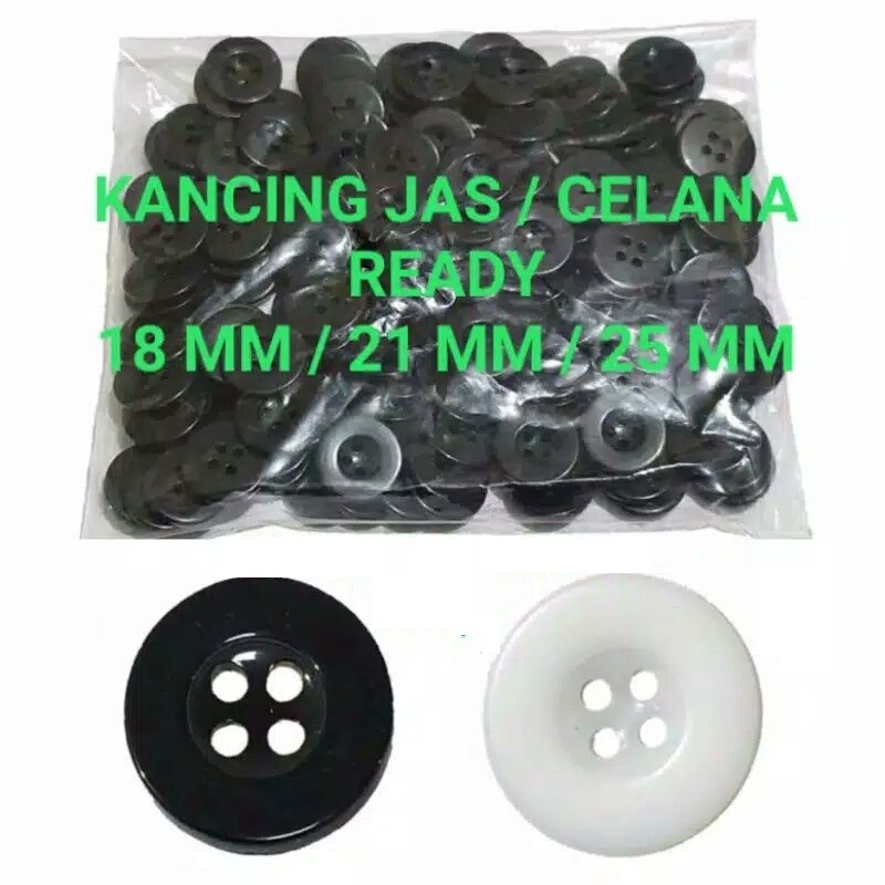 Jual (144 PCS) KANCING JAS / CELANA 1,8 cm / 2,1 cm / 2,5 cm Hitam dan ...