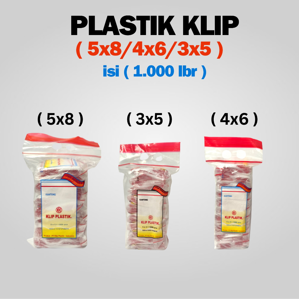 Jual PLASTIK KLIP 5x8/4x6/3x5 (1.000lbr), PLASTIK OBAT/PLASTIK ZIPLOCK ...