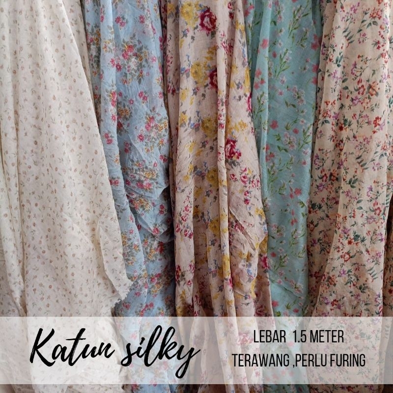 Jual kain katun silk sansan bahan katun motif bunga | Shopee Indonesia