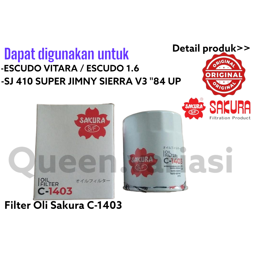 Jual FILTER OLI MOBIL ESCUDO VITARA / ESCUDO 1.6 / SUPER JIMNY SIERRA ...