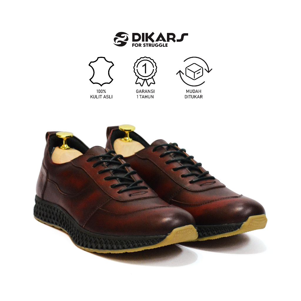 Jual DIKARS - Kratos Maroon Brushoff Original Sepatu Sneakers Kulit ...