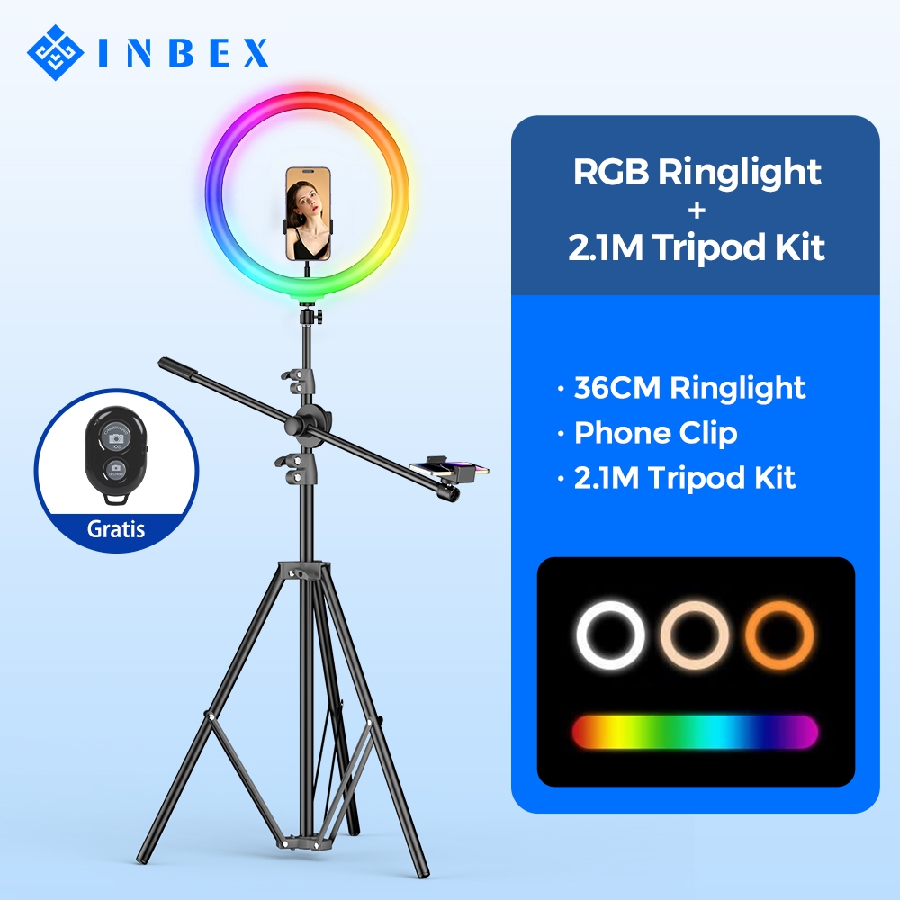 Jual INBEX IL-100A Softbox Lampu live Kit/ RGB Ring Light Kit Video ...