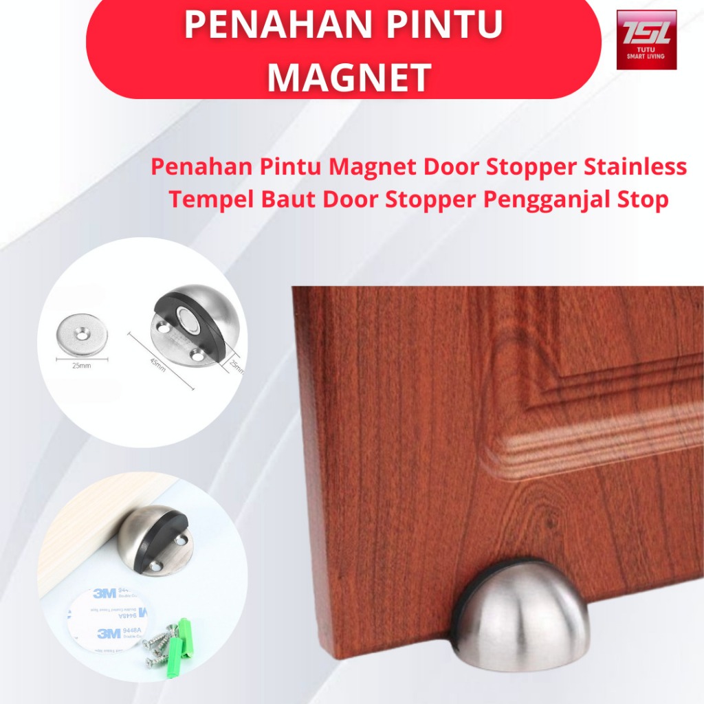 Jual TUTU Penahan Pintu Magnet Door Stopper Stainless Tempel Baut Door ...