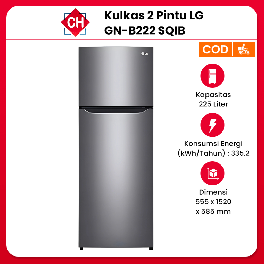 Jual LG Kulkas GN-B222 SQIB Smart Inverter 2 Pintu 225 Liter Lemari Es ...