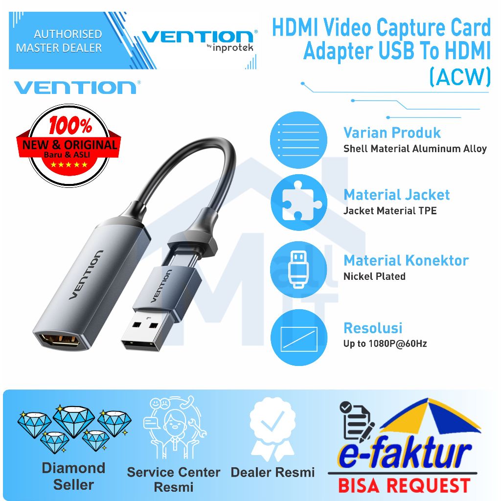 Jual MALLIT Vention Video Capture Card USB to HDMI Game Capture for ...