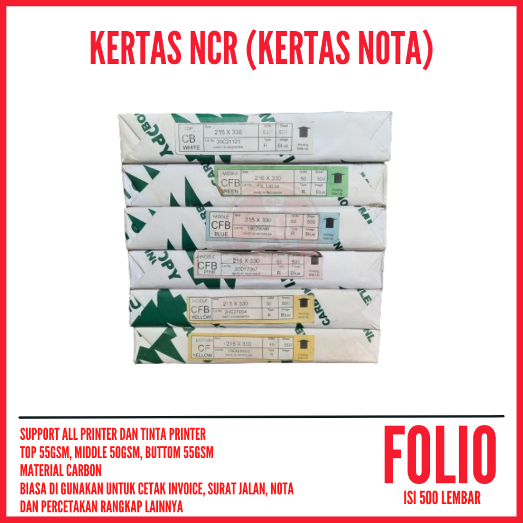 Jual Kertas NCR F4 1 rim 500 lembar kertas ncr 1 rim f4 kertas nota ncr ...