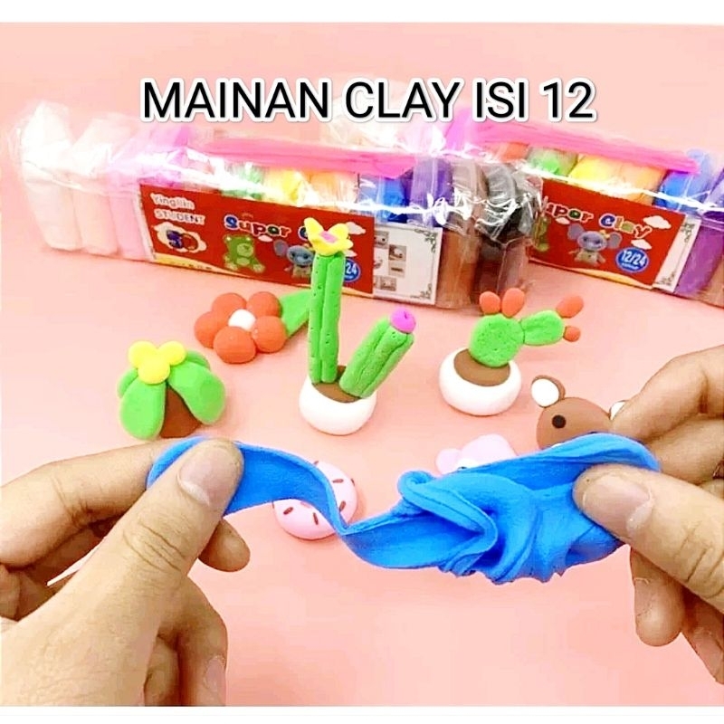 Jual MAINAN CLAY ISI 12 SUPER CLAY PACK MAINAN KERAJINAN ANAK | Shopee ...
