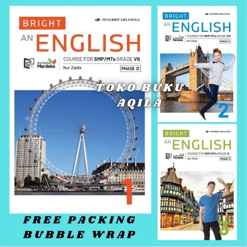 Jual Buku BRIGHT AN ENGLISH Kelas 1 2 3 / 7 8 9 SMP/MTs Erlangga Kurikulum Merdeka Bahasa ...