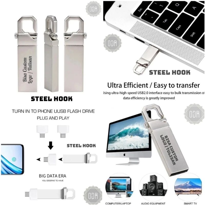 Jual Flashdisk USB 8GB 16GB 32GB STEEL HOOK SILVER KEY MILITARY TAG ...