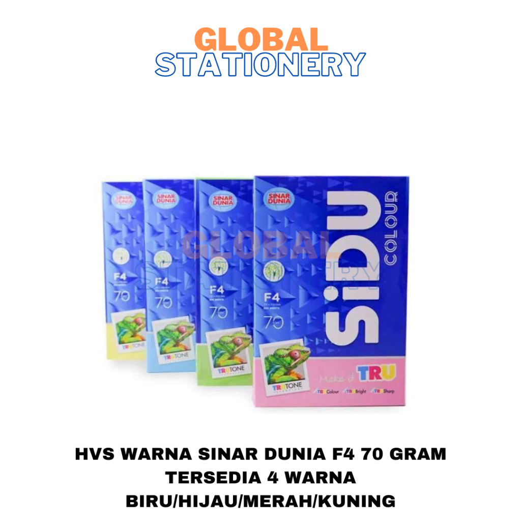 Jual HVS Warna Sinar Dunia SIDU F4 Folio 70 Gram 70 Gsm Merah Biru ...