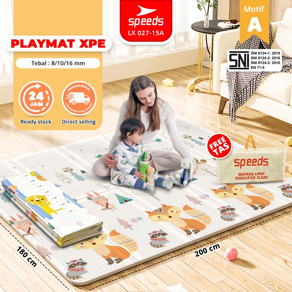 Jual Speeds Playmate Bayi Karpet Lipat 180x200cm 10mm Matras Foldable ...
