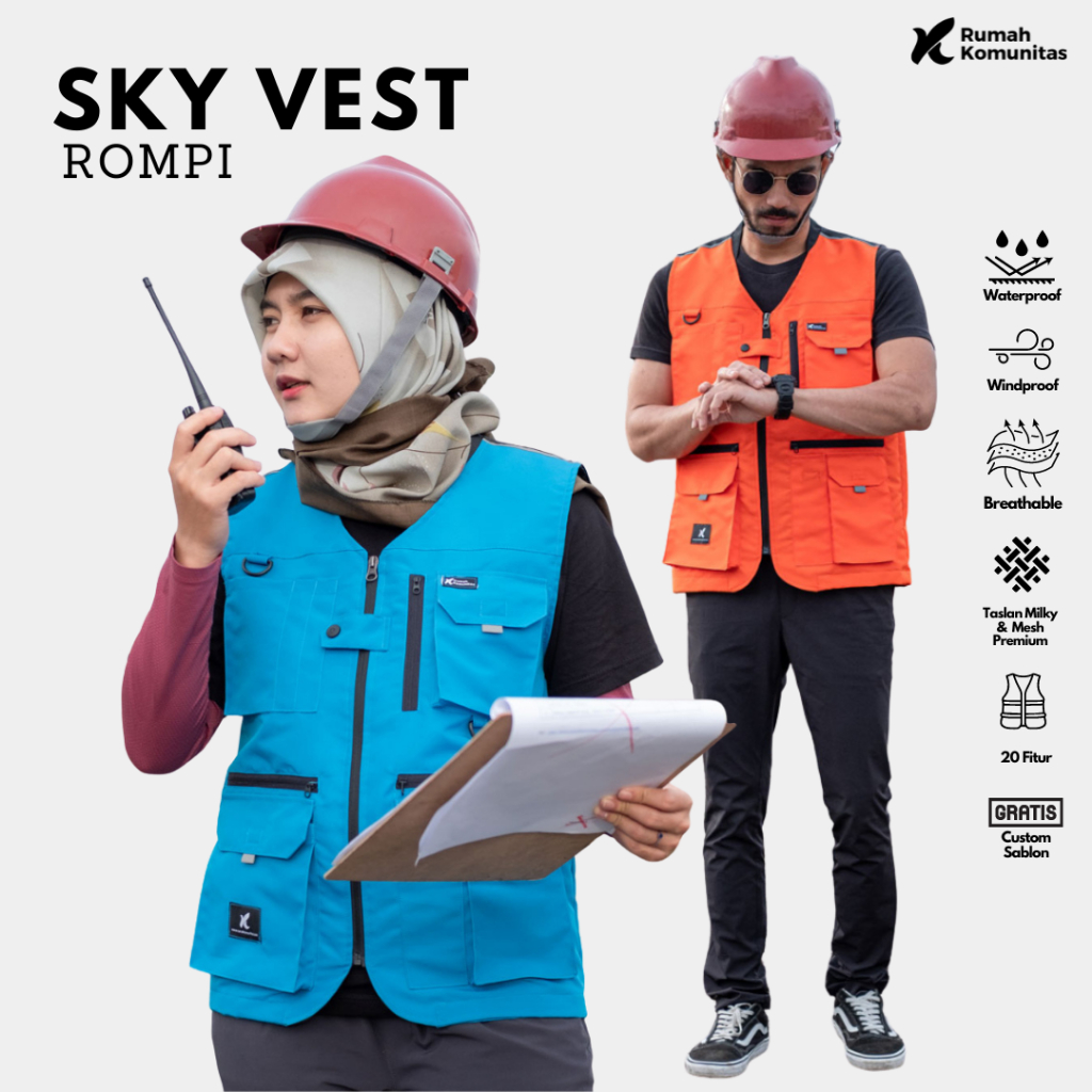 Jual ROMPI SKY VEST - CASUAL - SAFETY - MULTIFUNCTIONAL VEST - GRATIS CUSTOM LOGO | Shopee Indonesia