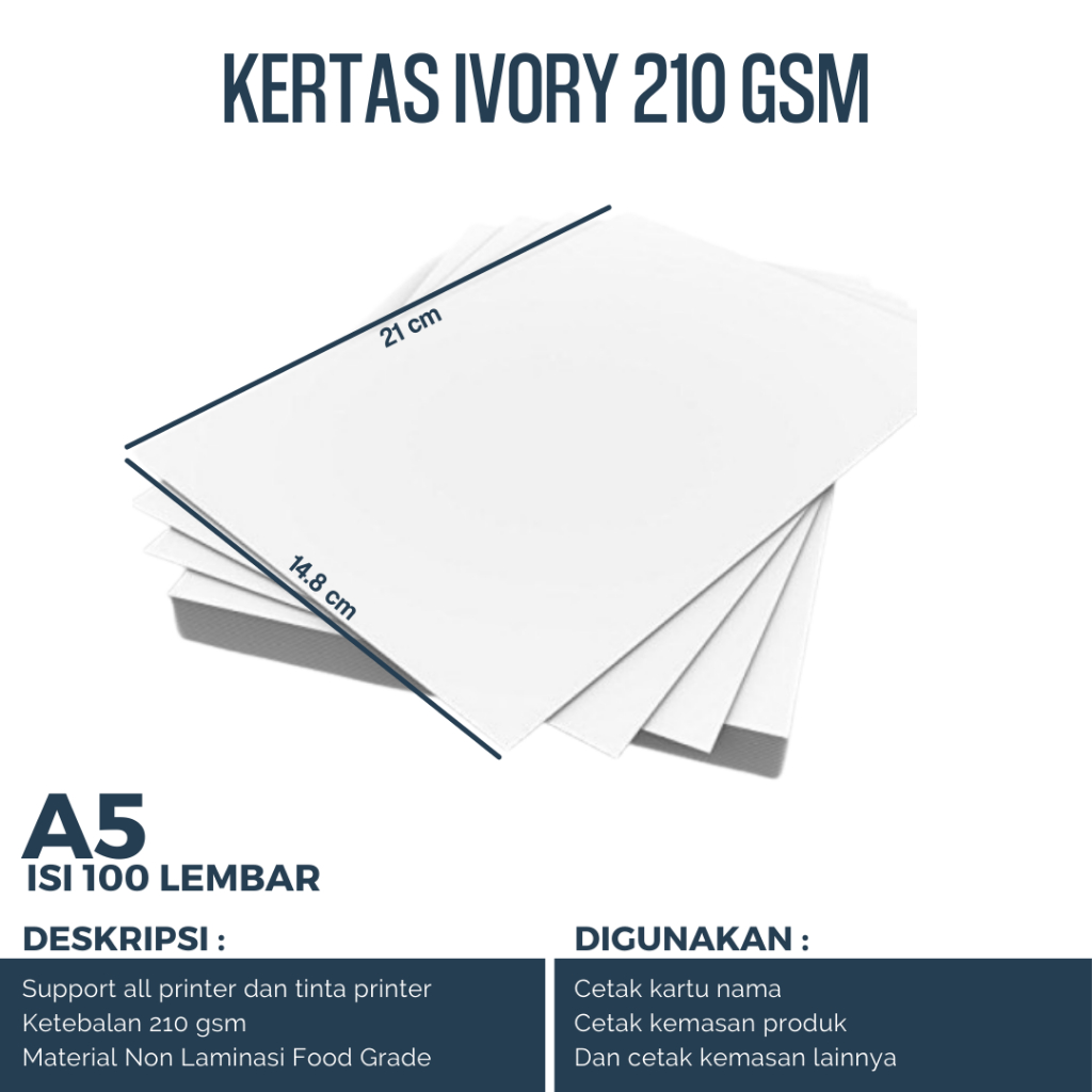 Jual kertas ivory 210 gsm A5 isi 100 lembar kertas ivory A5 kertas ...