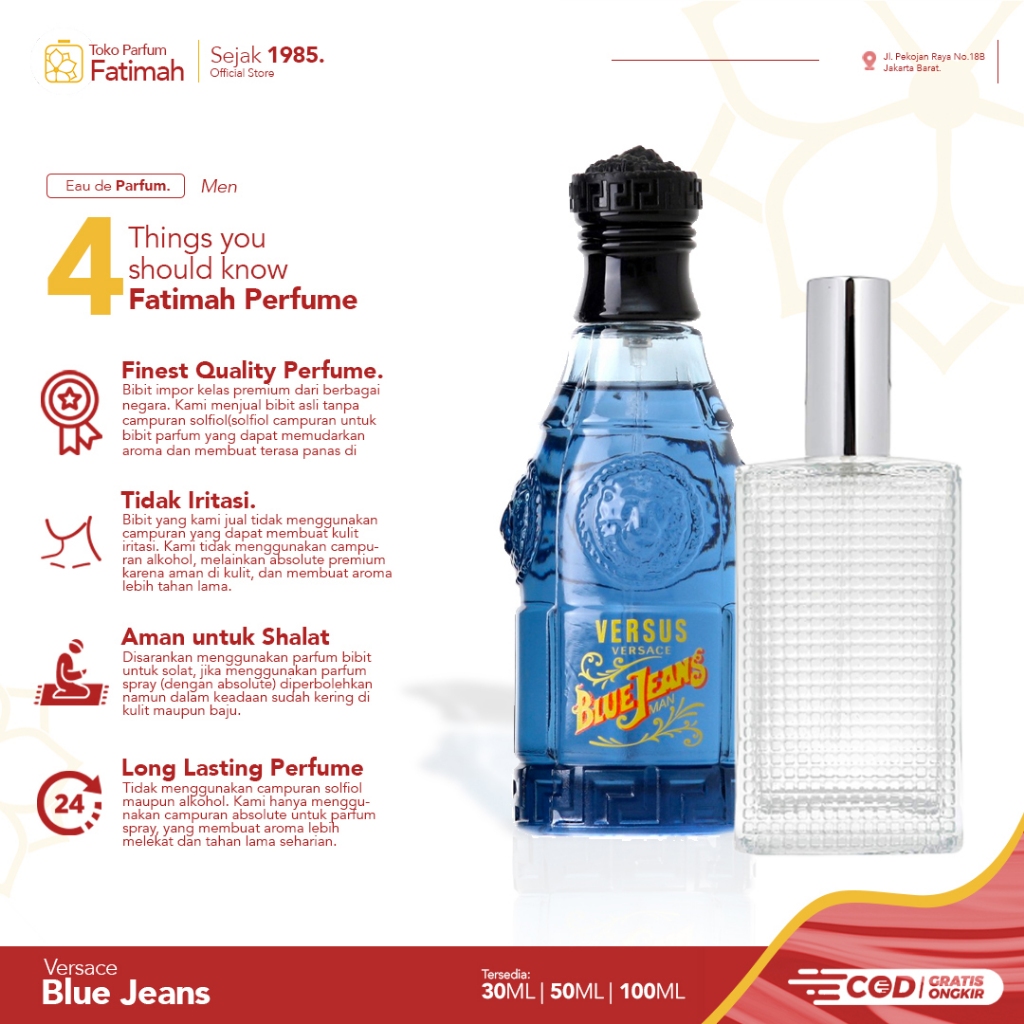 Jual Parfum Perfume Versace Blue Jeans Botol Cassa Spray 30 50 100 ML ...