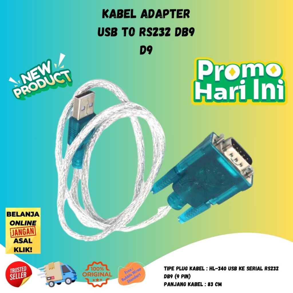 Jual TP USB 2.0 Type A to RS232 Serial DB9 9 pin Kabel Adapter Converter | Shopee Indonesia
