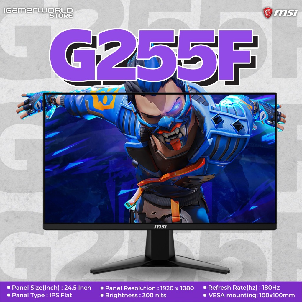 Jual LED MONITOR MSI GAMING G255F 24,5" 180Hz FHD - Gaming Monitor 25 ...