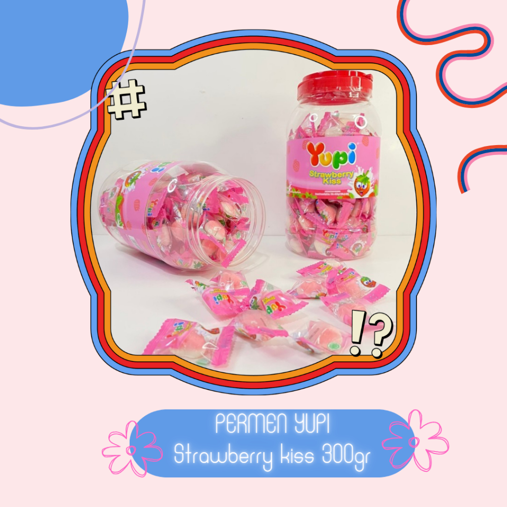 Jual PERMEN YUPI TOPLES JAR / Yupi Strawberry Kiss 300gr | Shopee Indonesia