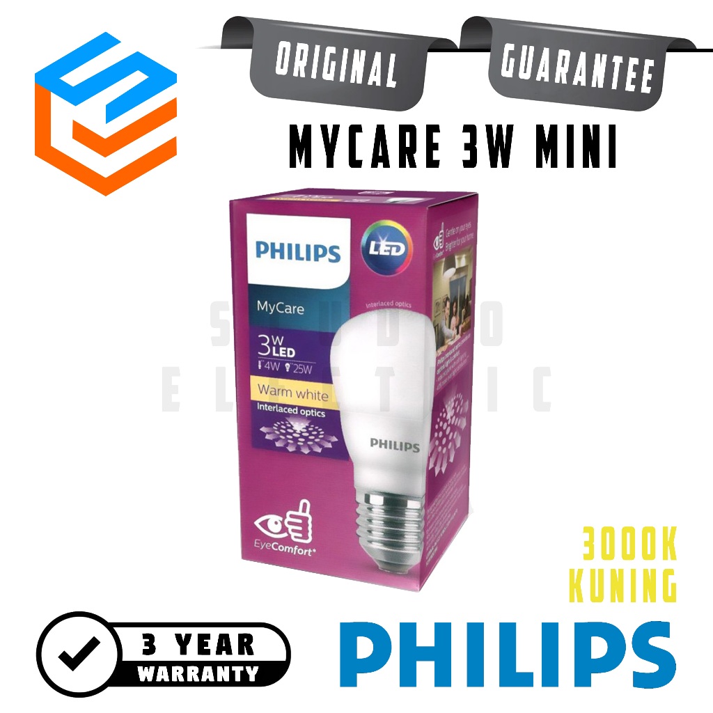 Jual Lampu Bohlam LED Philips Mycare Mini Bulb 3 Watt Kuning - 3W 3 W 3Watt | Shopee Indonesia