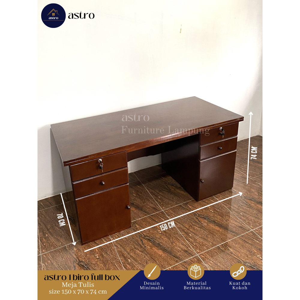 Jual MEJA TULIS 1 BIRO FULL KAYU SOLID FULL BOX BERKUALITAS | Shopee ...