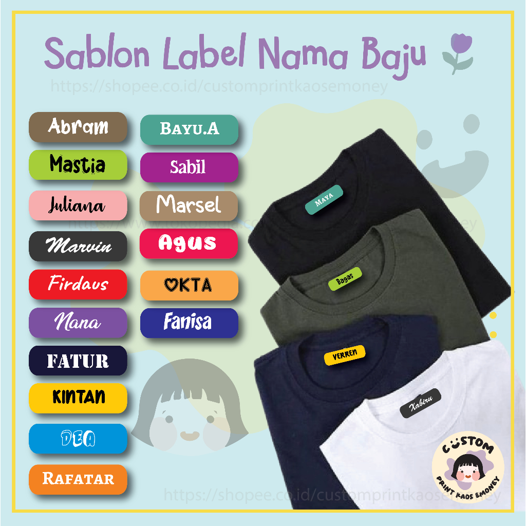 Jual CUSTOM LABEL NAMA KAOS SERAGAM SEKOLAH ANAK STIKER SABLON SETRIKA ...