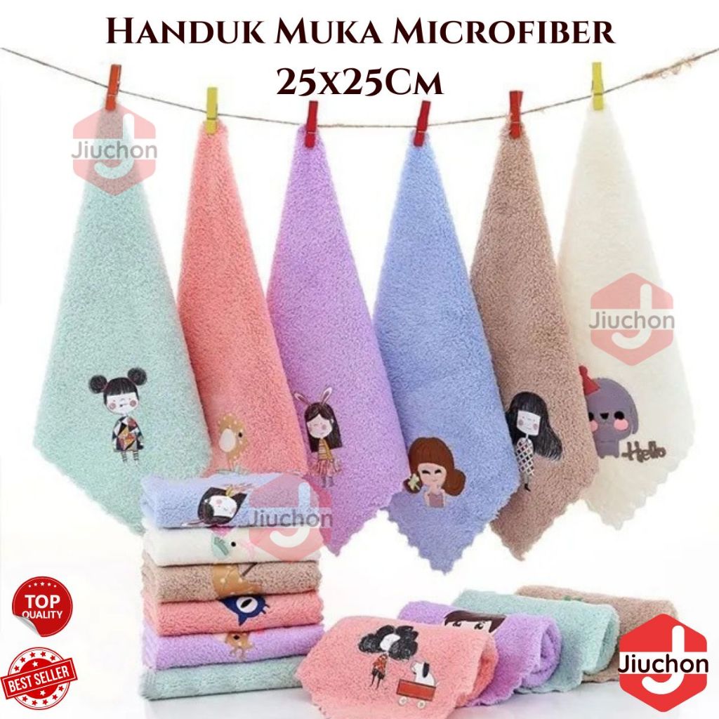 Jual JIUCHON Handuk Muka Motif Ukuran 25x25cm Sapu Tangan Bulu Halus ...