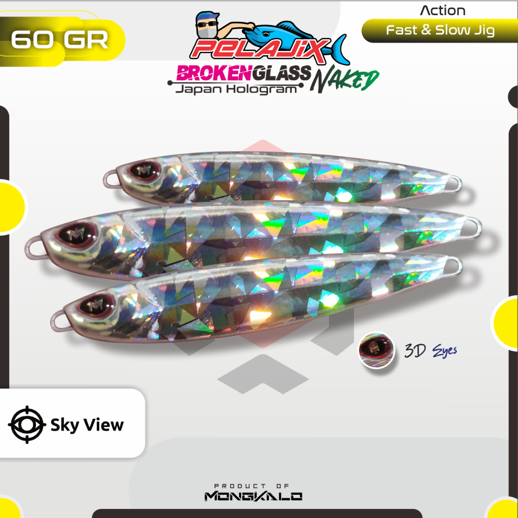 Jual Metal Jig 60 Gram MONGKALO PELAJIX Hologram NAKED Hologram Sisik SIlver Metaljig 60 gr ...
