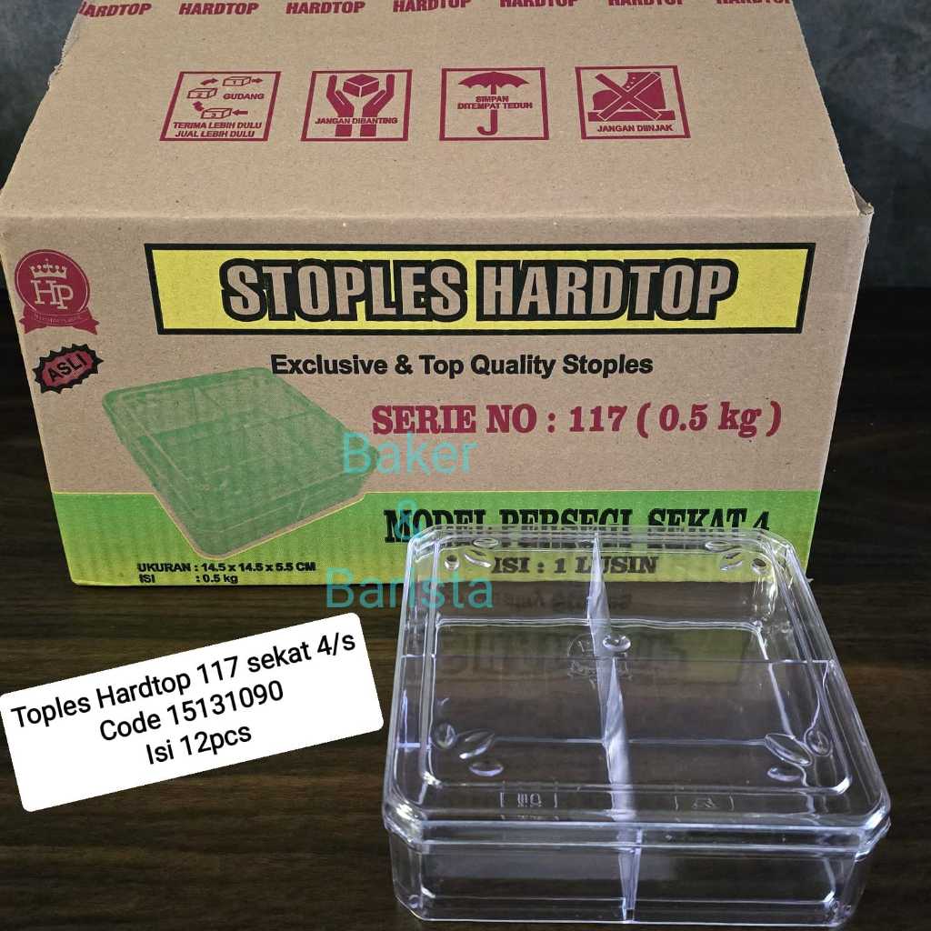 Jual Toples Hardtop 117 500gr Persegi Sekat 4 / 1 Lusin Toples Dessert ...