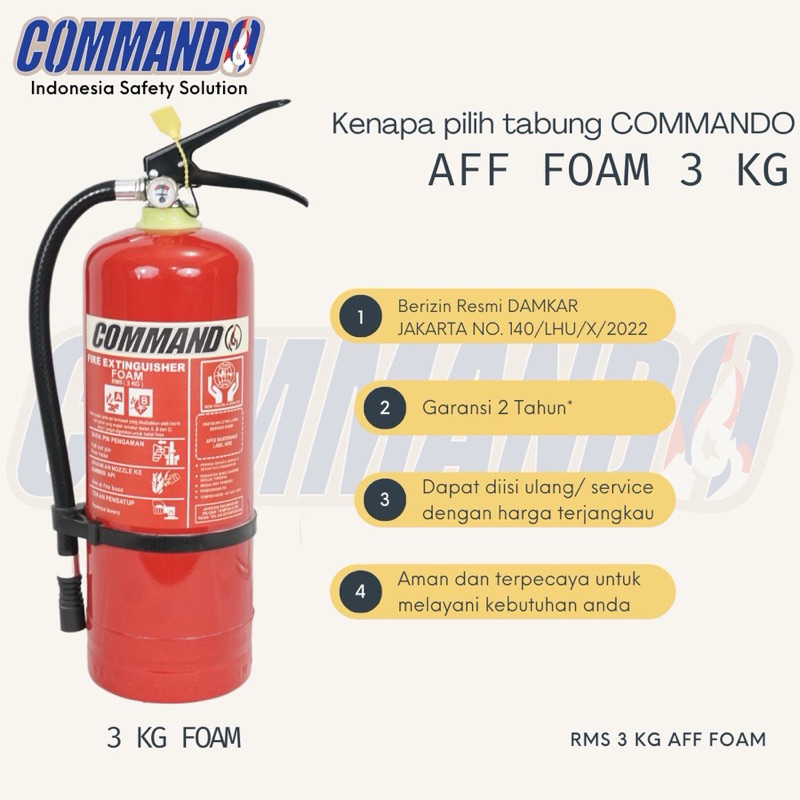 Jual APAR FOAM 3 KG COMMANDO / AFF FOAM 3L / KOMPLIT SET | Shopee Indonesia
