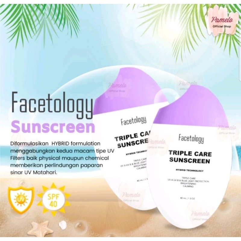 Jual FACETOLOGY Triple Care Sunscreen SPF 40 PA+++ | Shopee Indonesia
