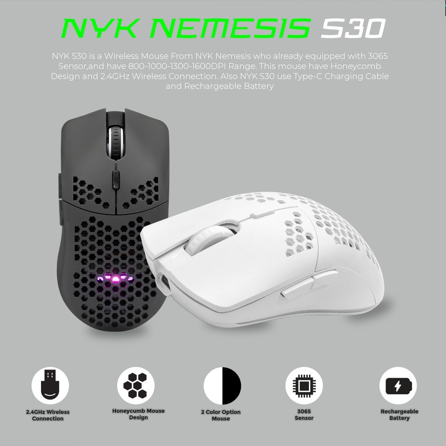 Jual NYK NEMESIS S30 RECHARGEABLE 2.4Ghz WIRELESS Gaming Mouse | Shopee ...
