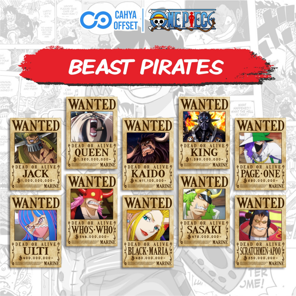Jual 8.8 Cahya Offset - Poster Bounty One Piece Wanted 1 Set (12 Pcs ...