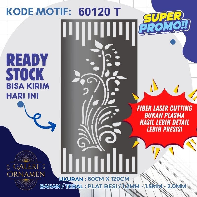 Jual Plat Laser Cutting Ornamen Pagar 60 X 120 Ready Stock Tebal 1.5mm ...
