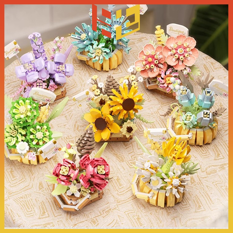 Jual Mainan Buket Bunga Abadi DIY Toys Balok Bunga Buku Pot Bunga Nano ...
