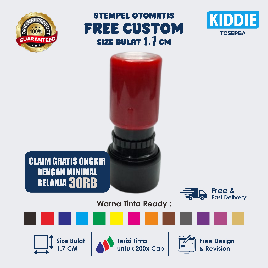 Jual Stempel Flash Bulat 1,7 CM, Stempel otomatis, stempel lunas kecil, stempel voucher, stampel ...