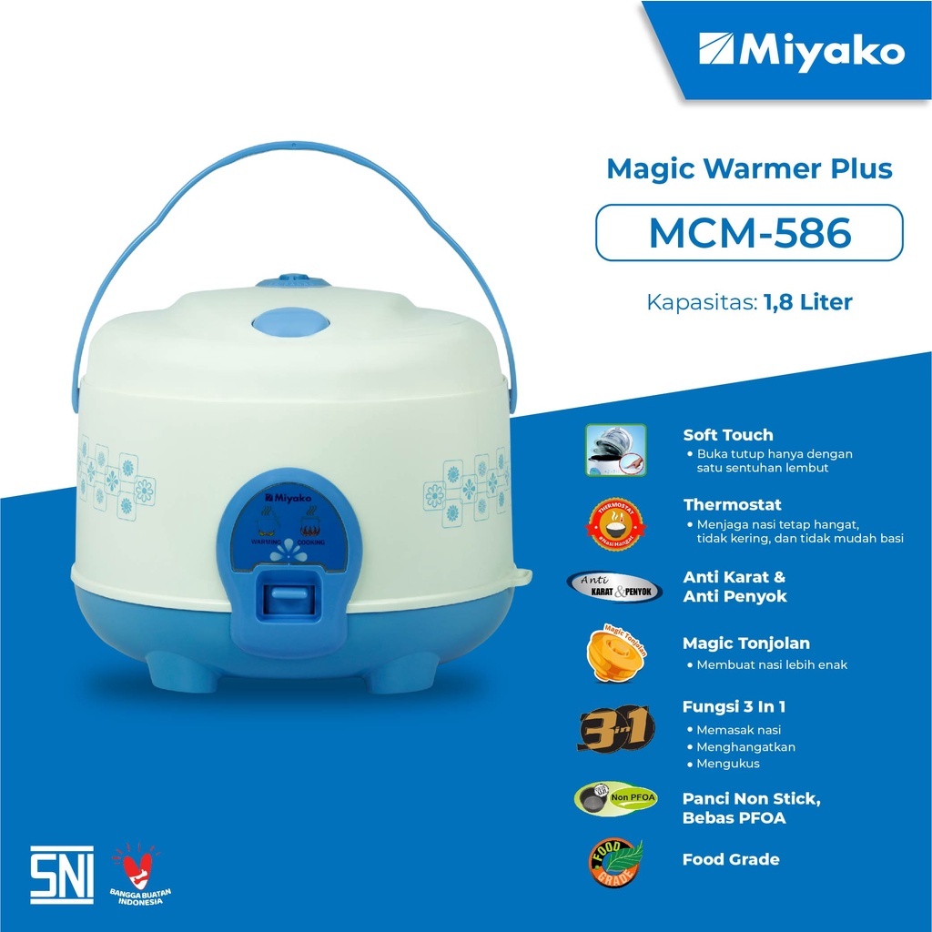 Jual MIYAKO RICE COOKER MEGICOM MCM 586 / MCM 586 KAPASITAS 1.8 LITER ...