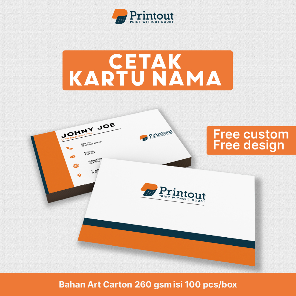 Jual PRINTOUT KARTU NAMA CUSTOM 1 SISI FREE DESAIN | Shopee Indonesia